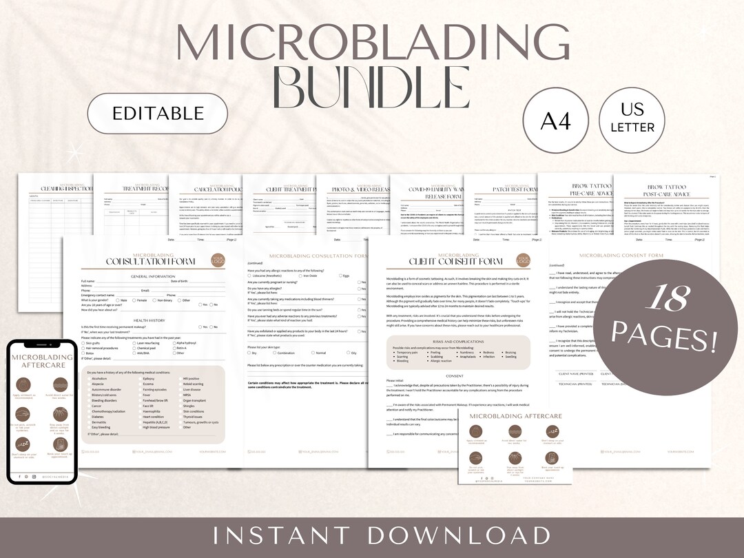 Microblading Consent Forms Microblading Aftercare Card Microblading ...