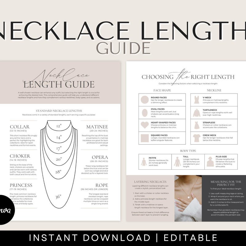 Womens Necklace Chart - Etsy