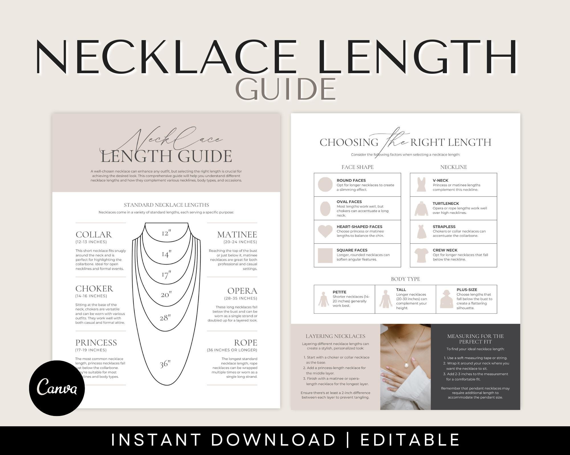 Necklace Length Guide - Necklace Chain Size Guide, Necklace Length ...