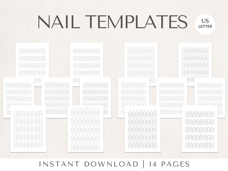 Nail Templates - 14 Shapes, Varied Lengths Nail Art Templates for Press ...