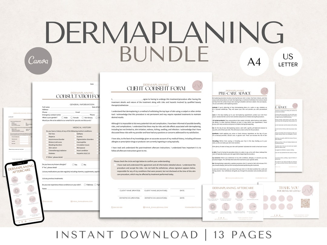 Dermaplaning Forms Dermaplaning Consent Form, Dermaplaning Consultation ...