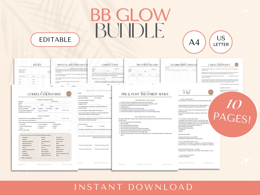 Bb Glow Consent Forms Bb Glow Intake Form Bb Glow Waiver Bb Glow Facial ...