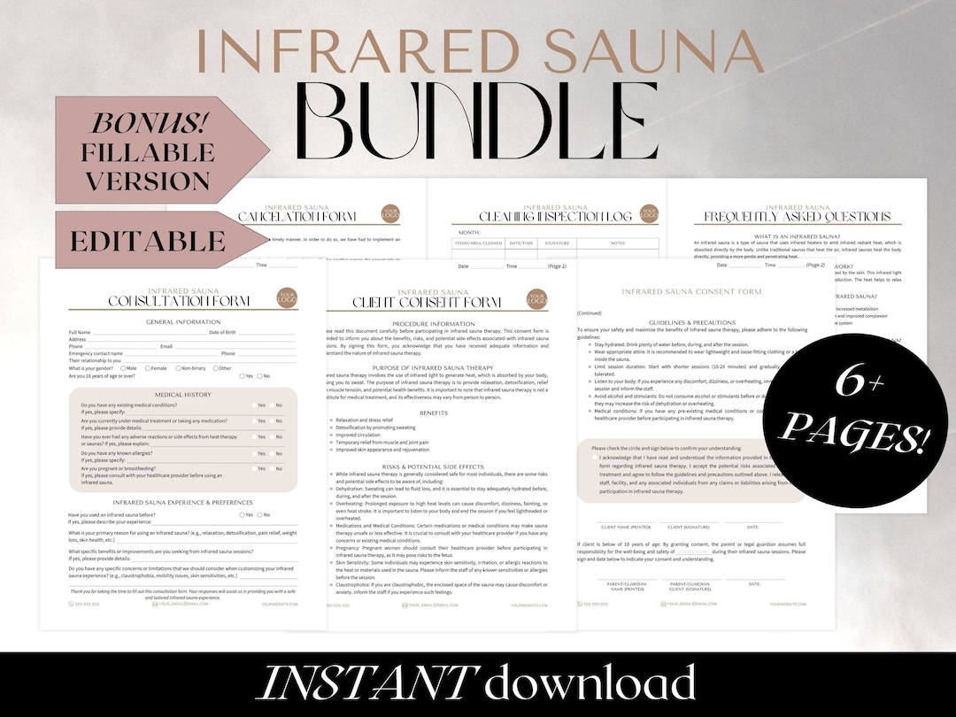 Infrared Sauna Consent Forms Infrared Sauna Form Detox Sauna Intake ...