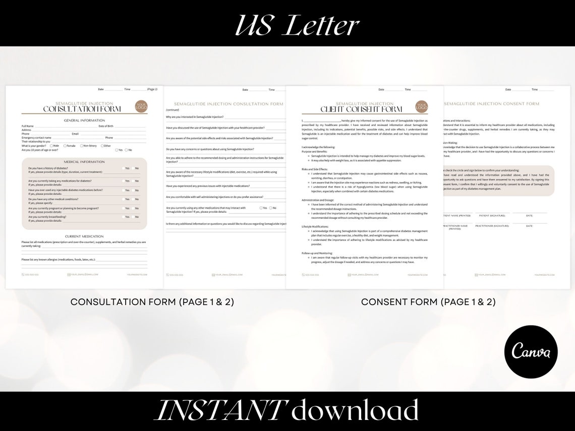 Semaglutide Injection Intake Form Semaglutide Consent Form, Weight Loss ...