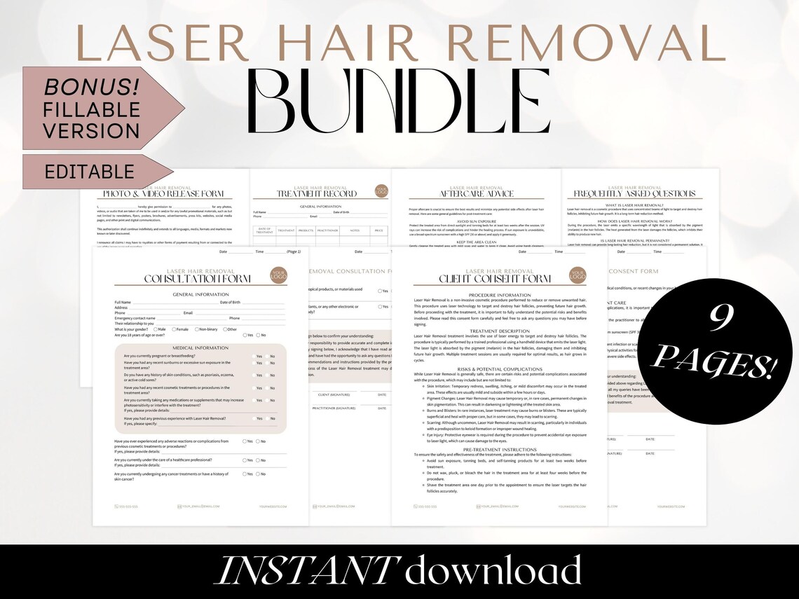 Laser Hair Removal Forms Laser Removal Form Laser Hair Removal - Etsy