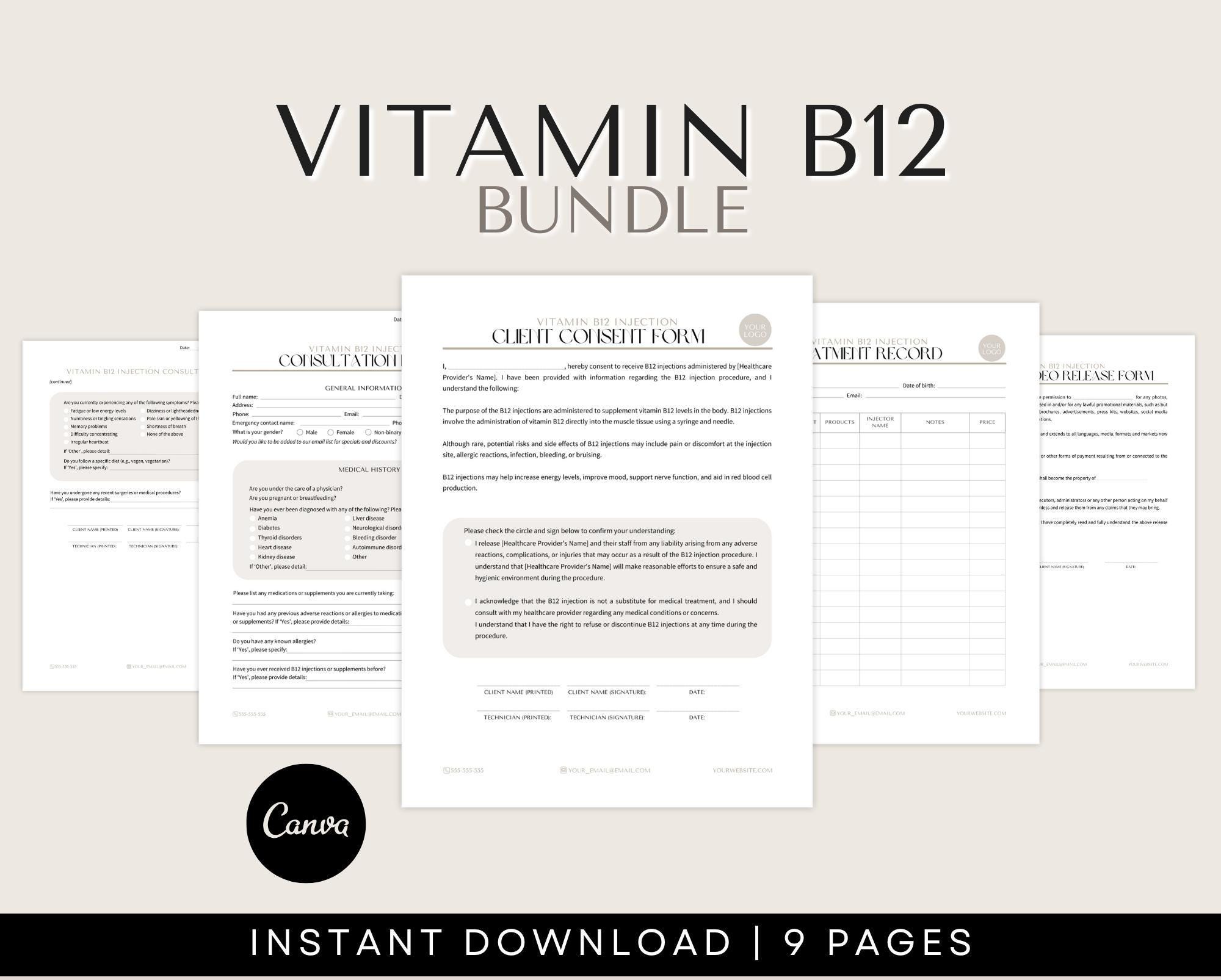 B12 Consent Forms - Vitamin B12 Consent Form, Vitamin B12 Injection ...