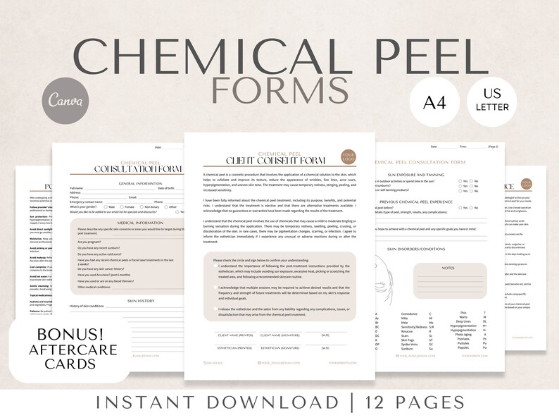 Chemical Peel Consent Forms Chemical Peel Intake Form, Chemical Peel ...