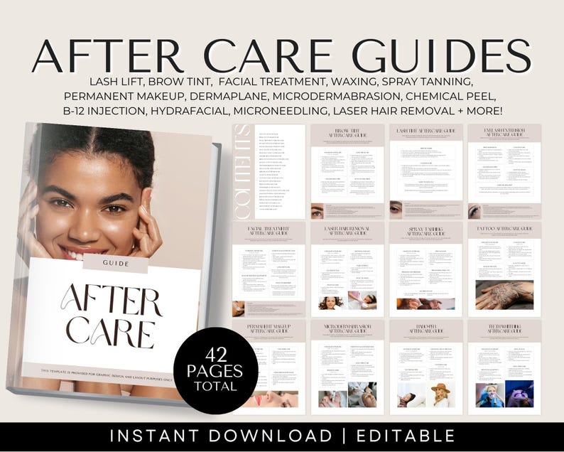 Editable After Care Guide Templates - Beauty Client Guide, Consult ...