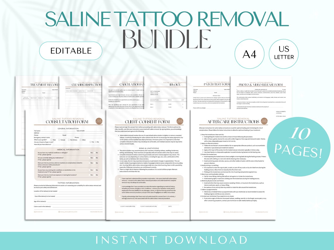 Saline Tattoo Consent Forms PMU Removal Forms, Saline Tattoo Forms ...