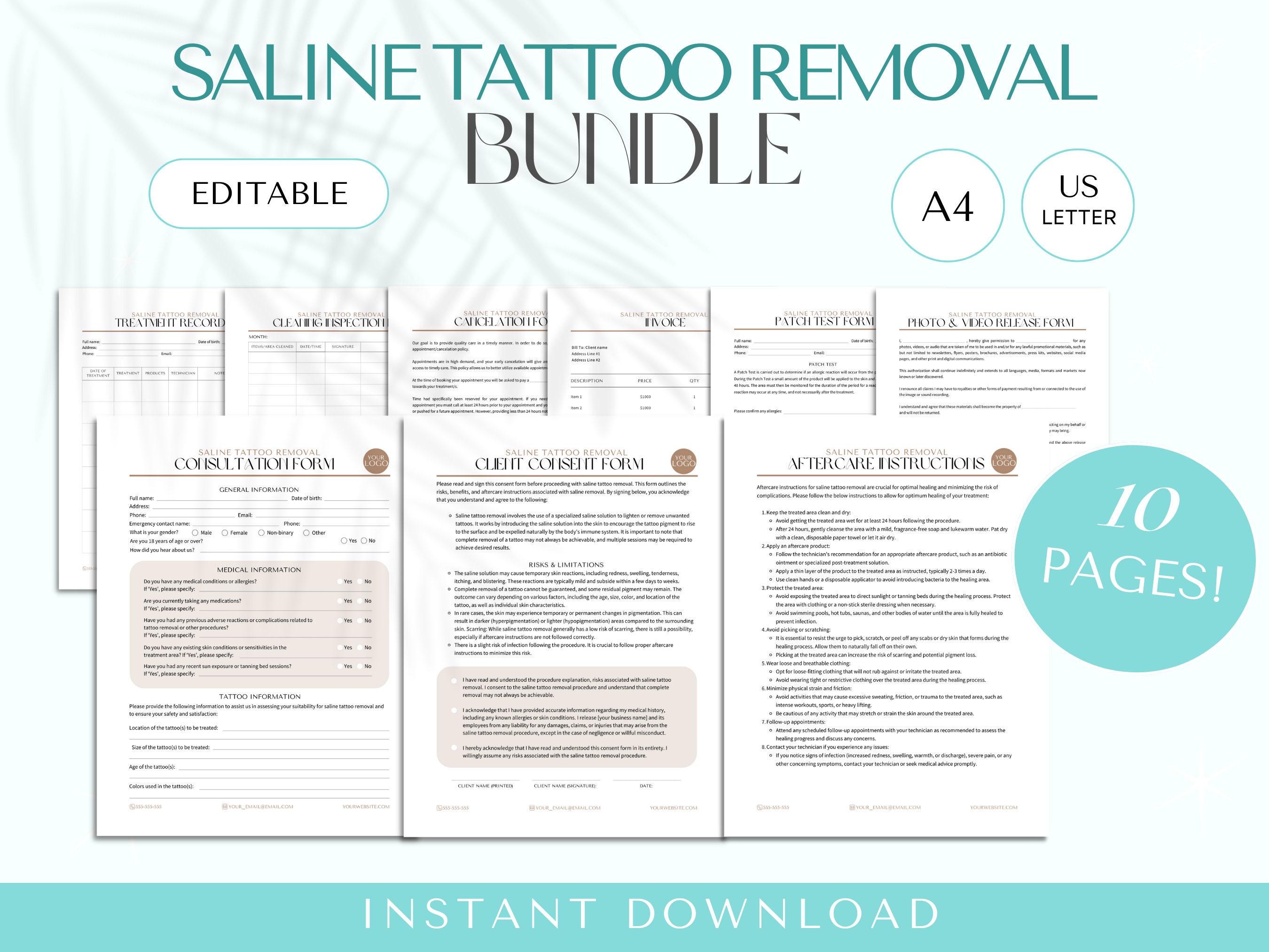 Saline Tattoo Consent Forms PMU Removal Forms, Saline Tattoo Forms, Saline Tattoo Removal Forms ...