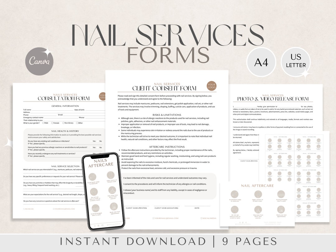 Nail Consent Forms Nails Consultation Form, Form Nail Extensions, Paper ...