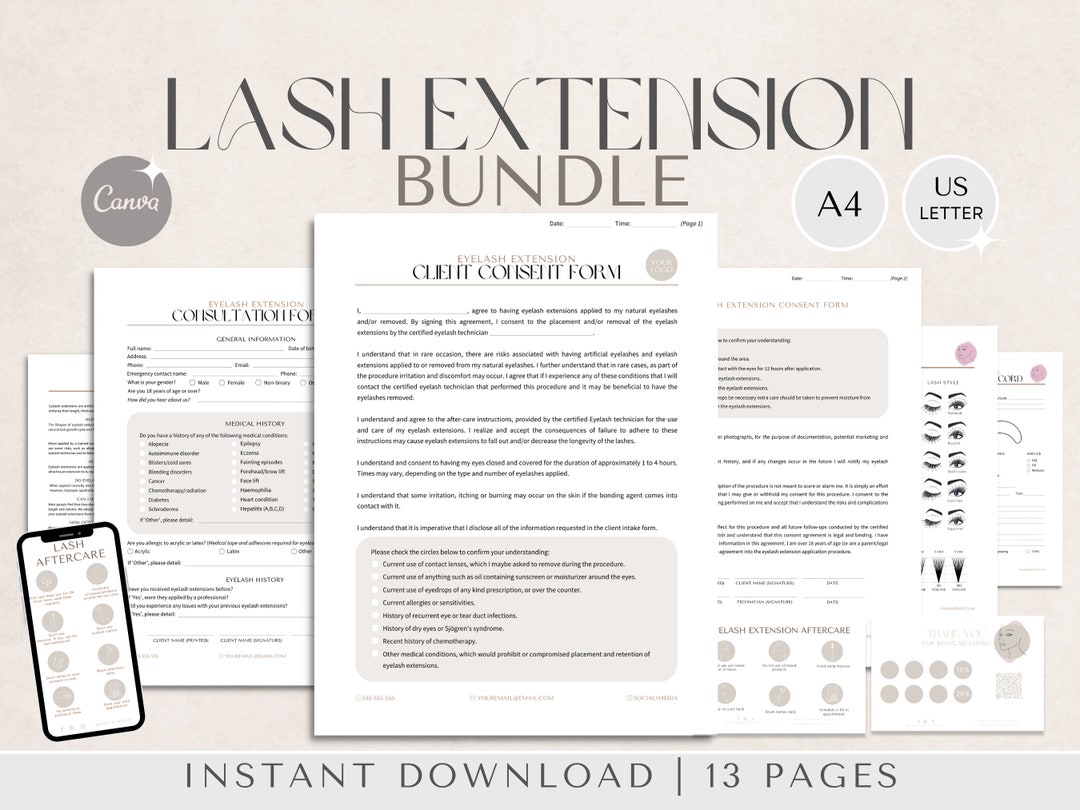 Eyelash Extension Consent Forms for Lash Artists and Estheticians ...