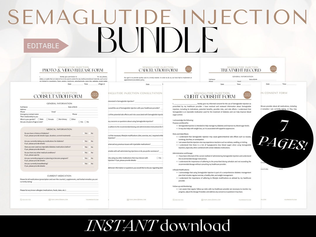 Semaglutide Injection Intake Form Semaglutide Consent Form - Etsy
