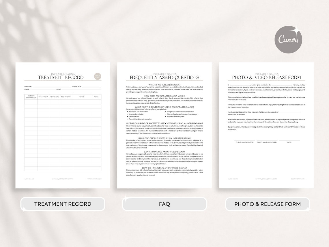 Infrared Sauna Consent Forms Infrared Sauna Form Detox Sauna Intake ...