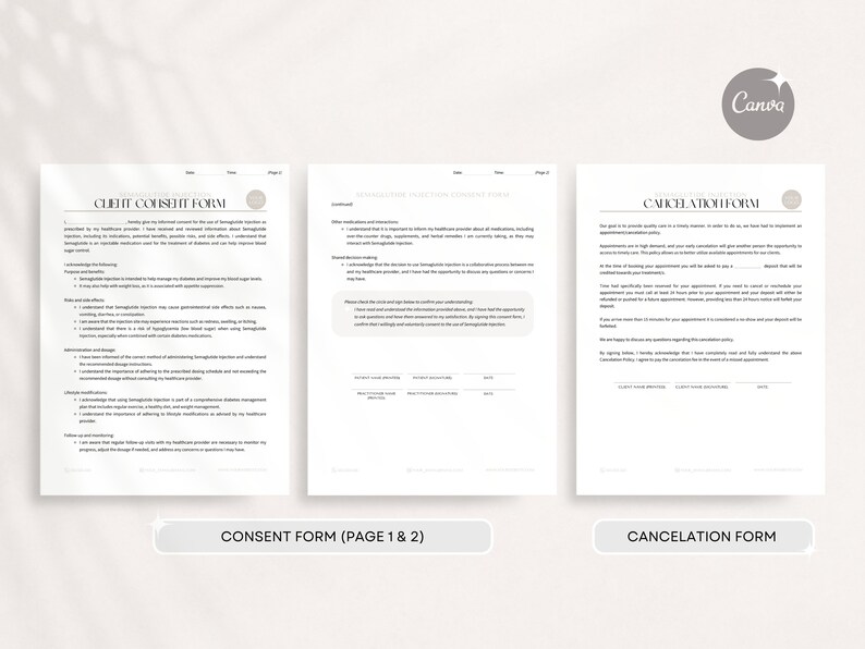 Semaglutide Injection Intake Form Semaglutide Consent Form, Weight Loss ...