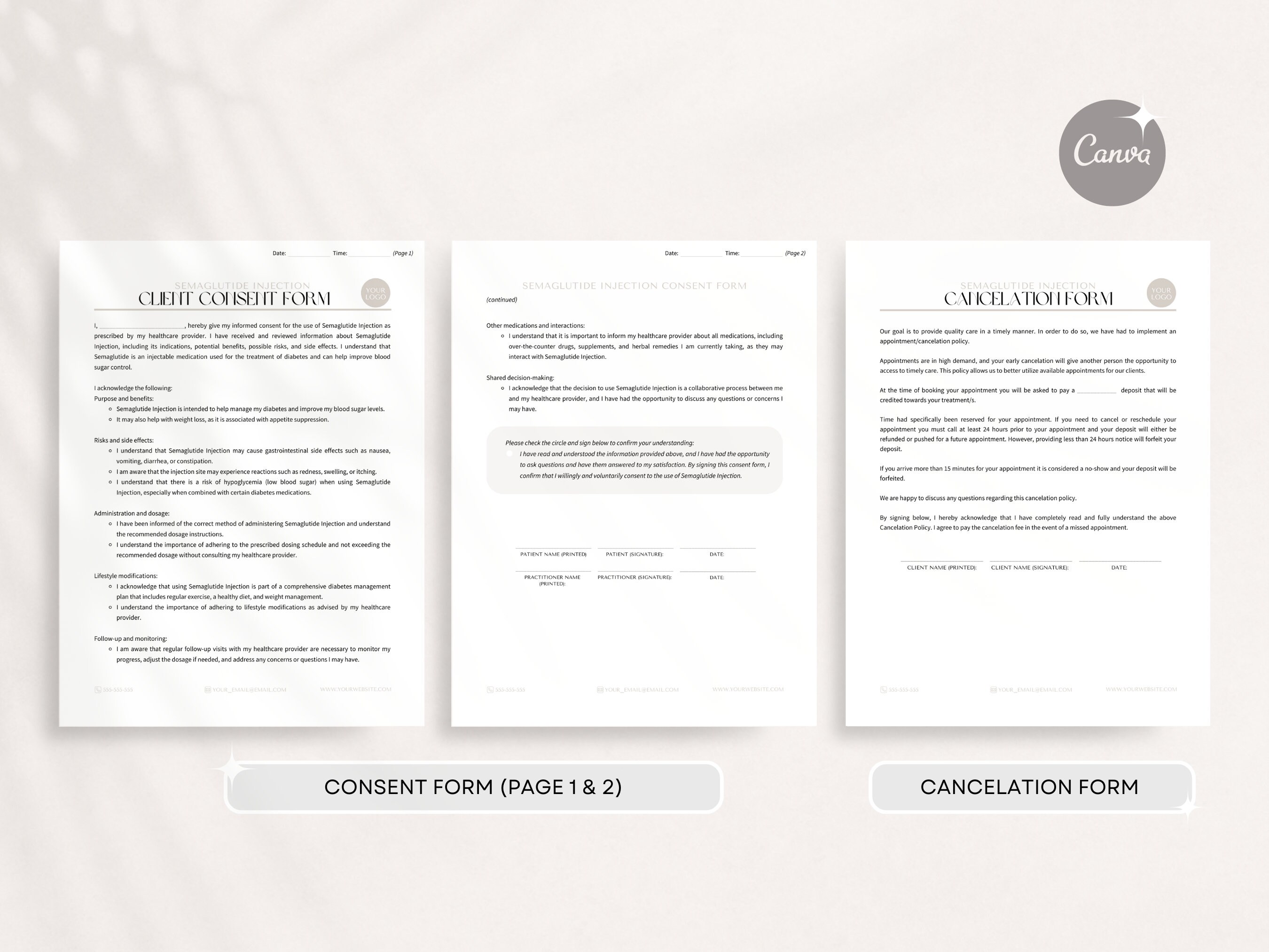 Semaglutide Injection Intake Form Semaglutide Consent Form, Weight Loss ...