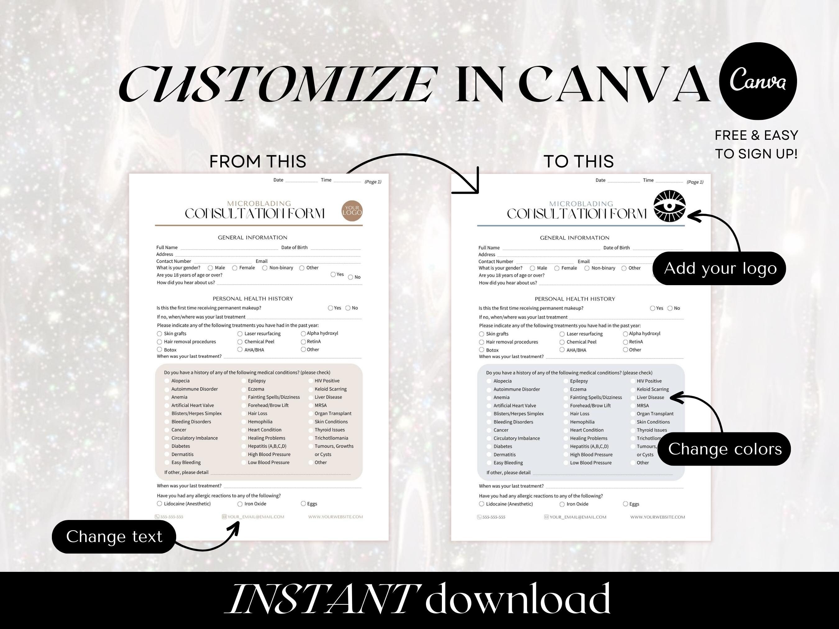 Microblading Consent Forms Microblading Aftercare Card - Etsy