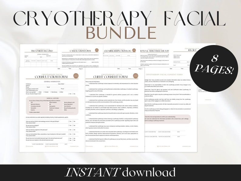 Cryotherapy Consent Form Cryo Facial Intake Form Cryotherapy ...
