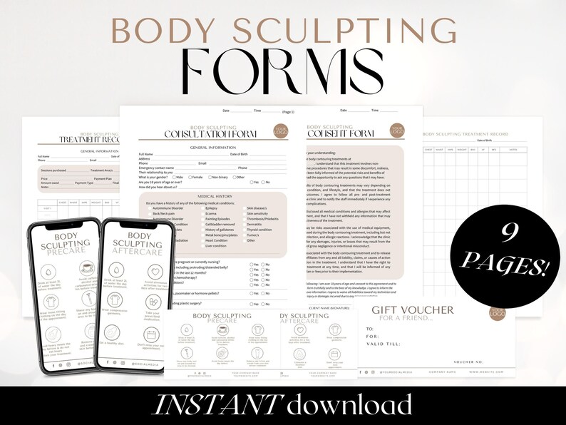 Body Sculpting Forms and Aftercare Card Body Sculpting - Etsy