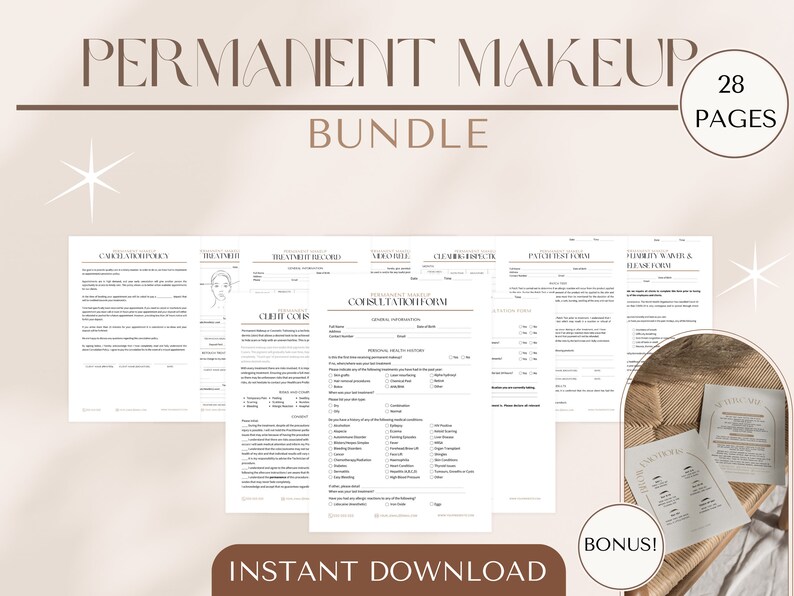 Pmu Consent Forms Permanent Makeup Consent Forms Pmu Aftercare - Etsy