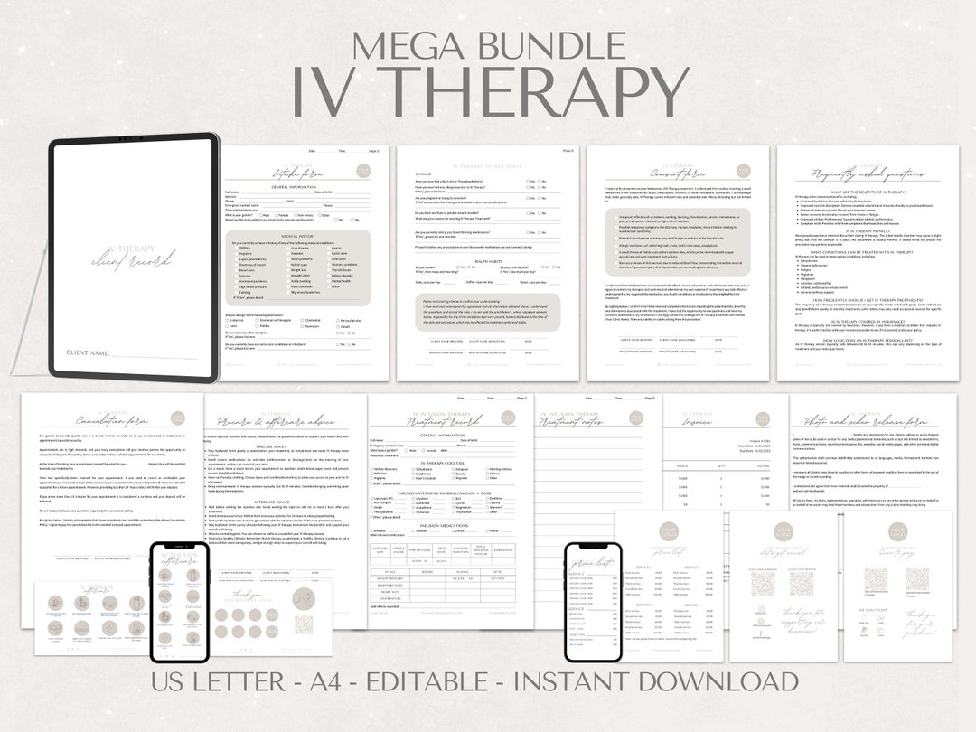 IV Therapy Form Template Bundle - Elective IV Infusion Consent Form, IV ...