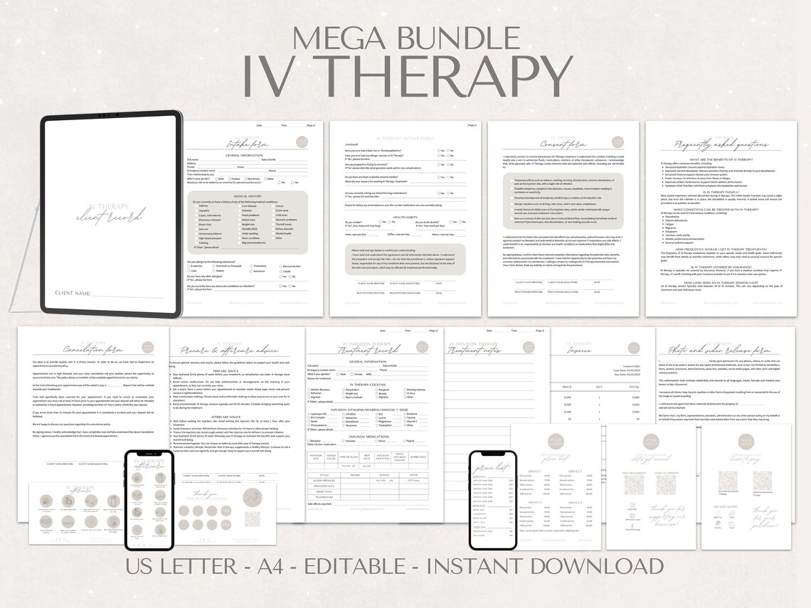 IV Therapy Form Template Bundle - Elective IV Infusion Consent Form, IV ...