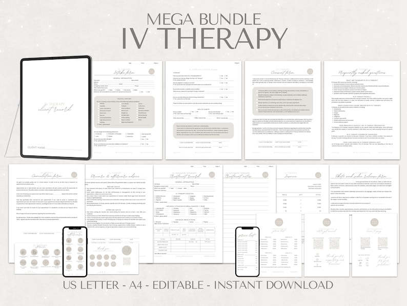 IV Therapy Form Template Bundle - Elective IV Infusion Consent Form, IV ...