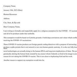 Flu Vaccine Religious Exemption Letter - Etsy