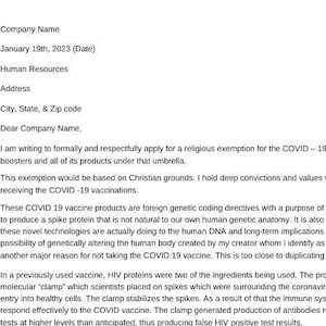 Editable | Complete COVID Exemption Letter (christian) - Etsy