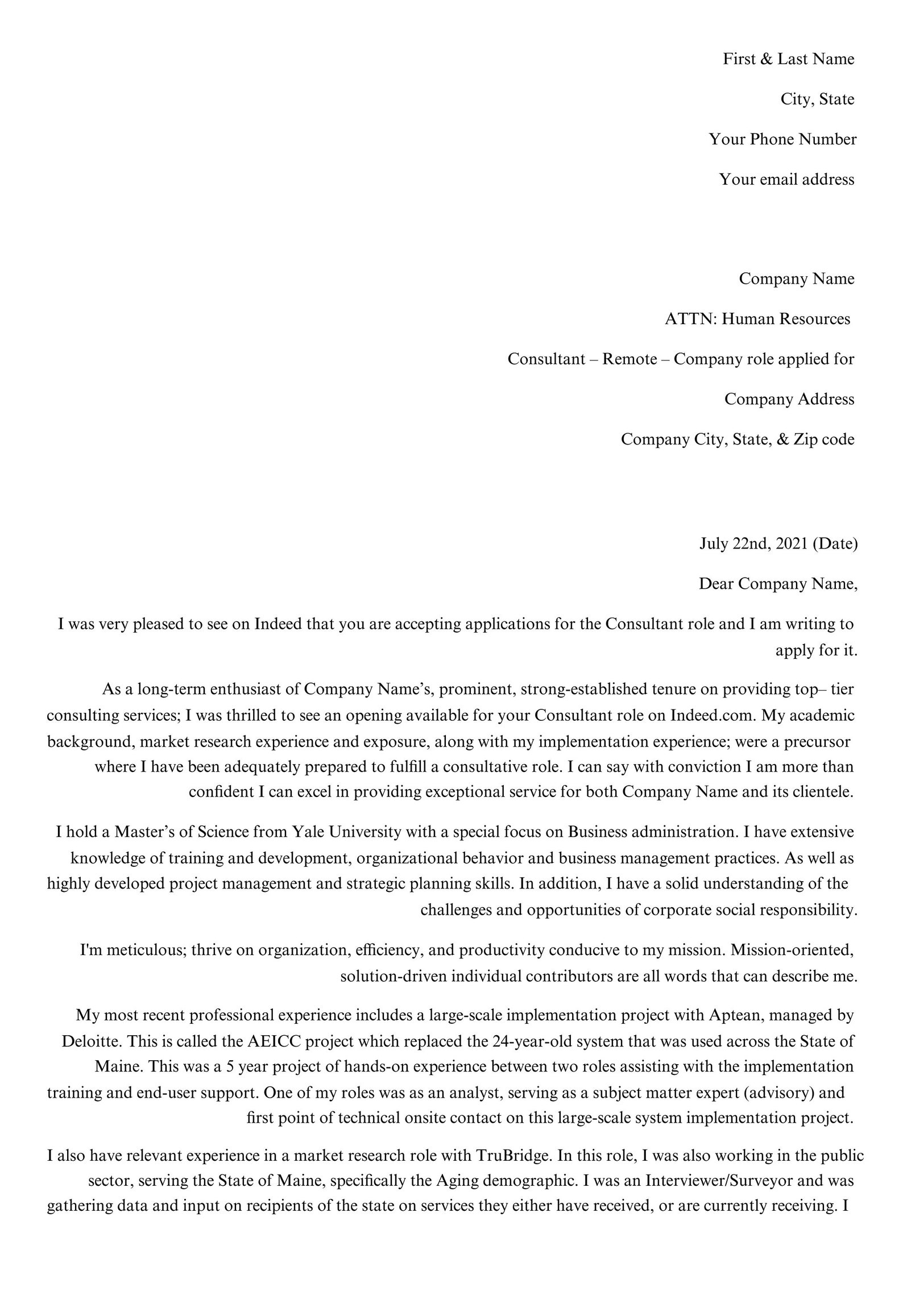 Editable | Sample Professional Cover Letter - Etsy