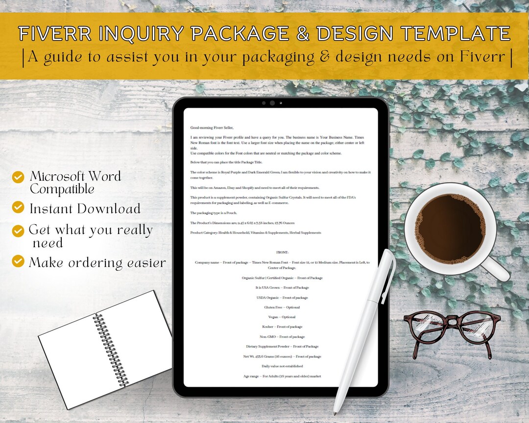 Fiverr Buyer Inquiry Template - Packaging, Pouch, & Box Design - Etsy