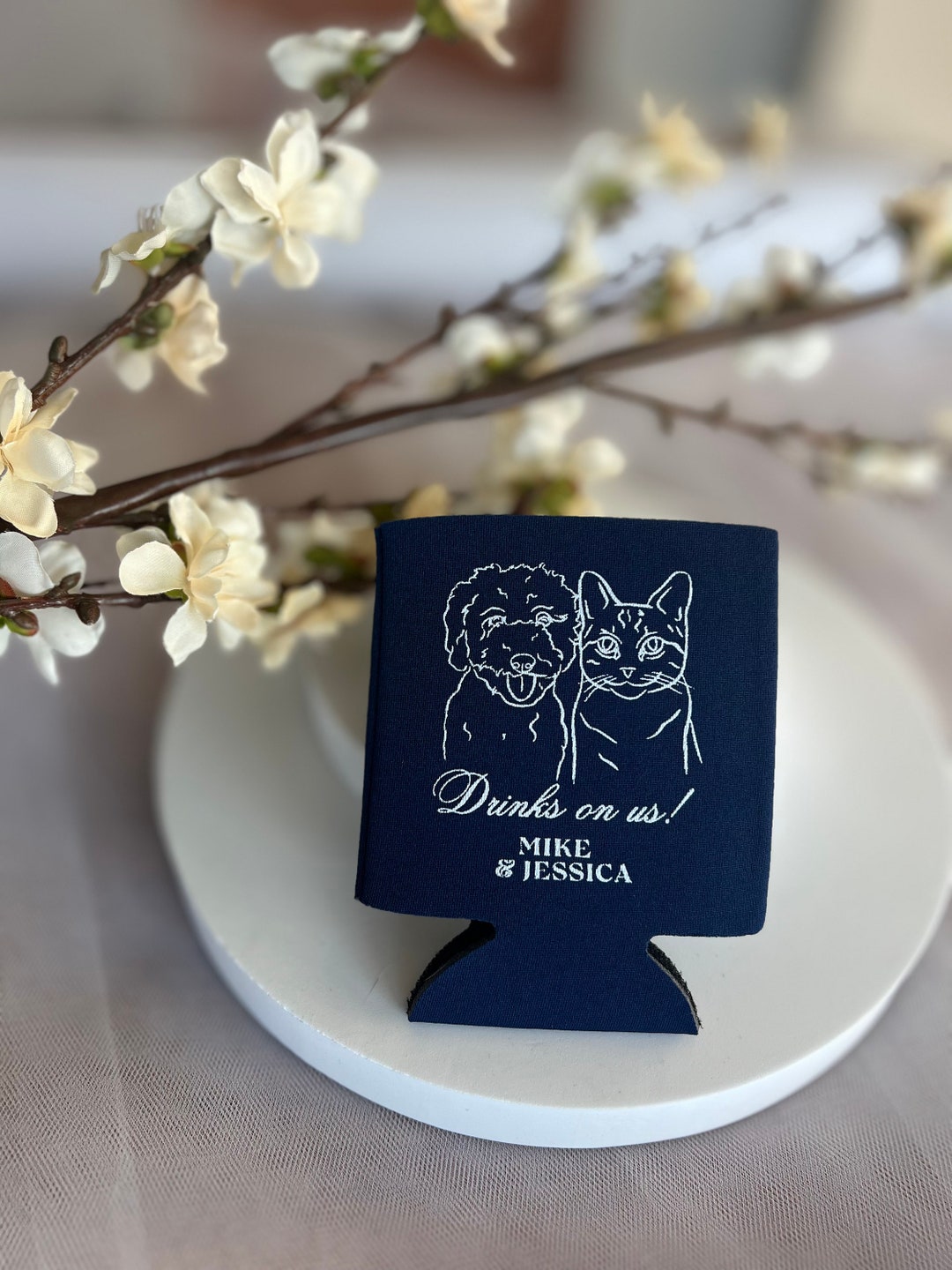 Custom Pet Portrait Wedding Can Coolers: Dog & Cat Favors - Etsy