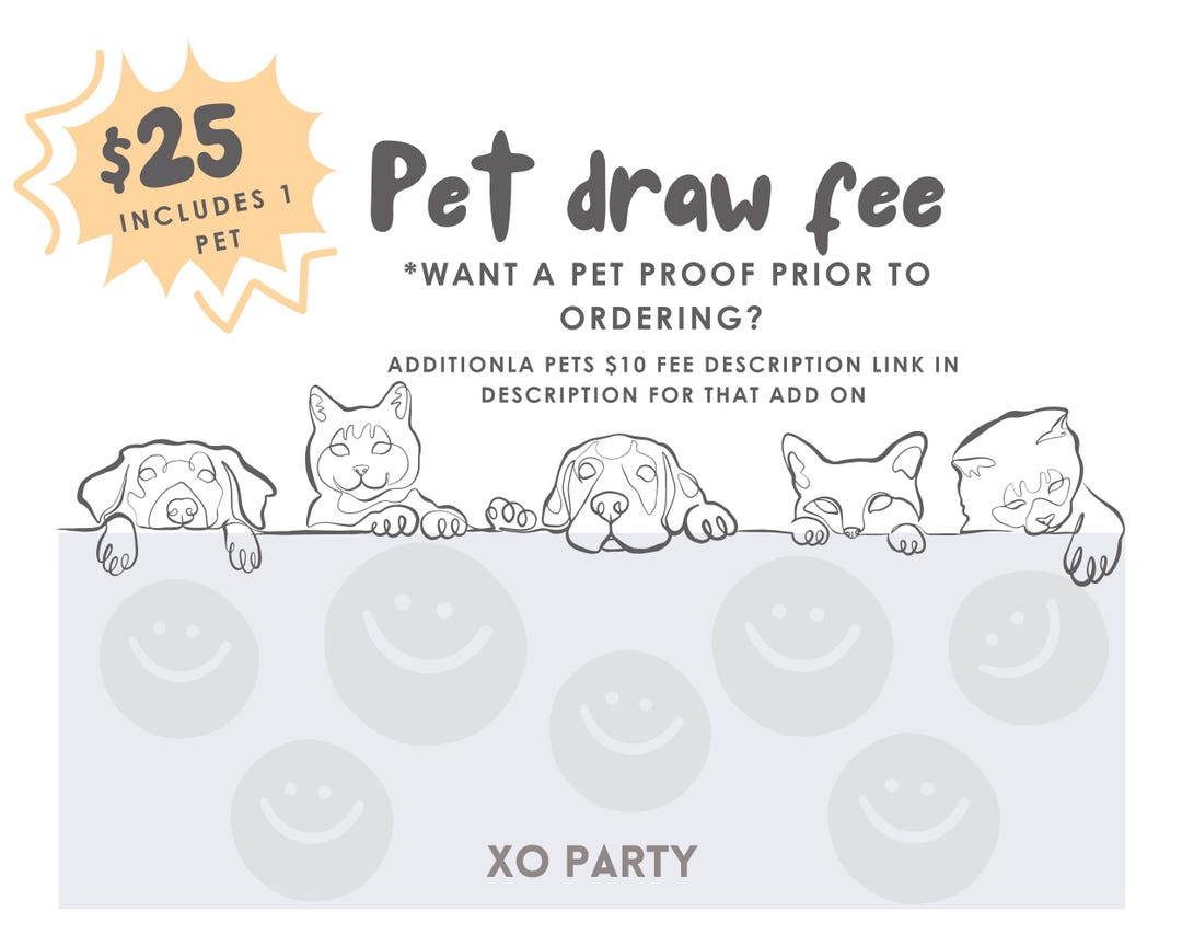 Custom Pet Drawing Add-on | Personalized Pet Portrait Proof Fee | Hand ...
