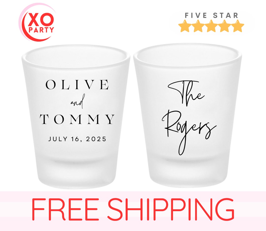 Monogram Wedding Shot Glasses | Minimalist Script Custom Design ...