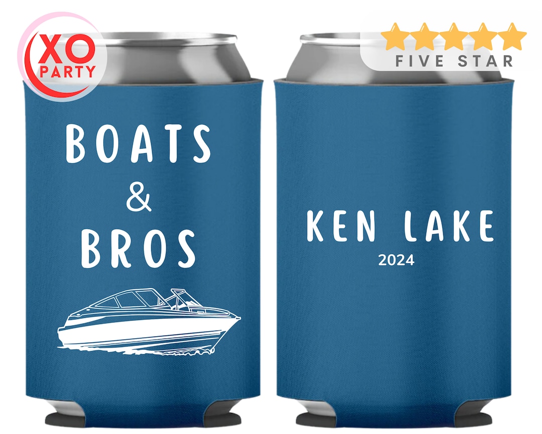 Custom Bachelor Party Favor, Boats & Bros Can Cooler, Lake Trip, Beach ...