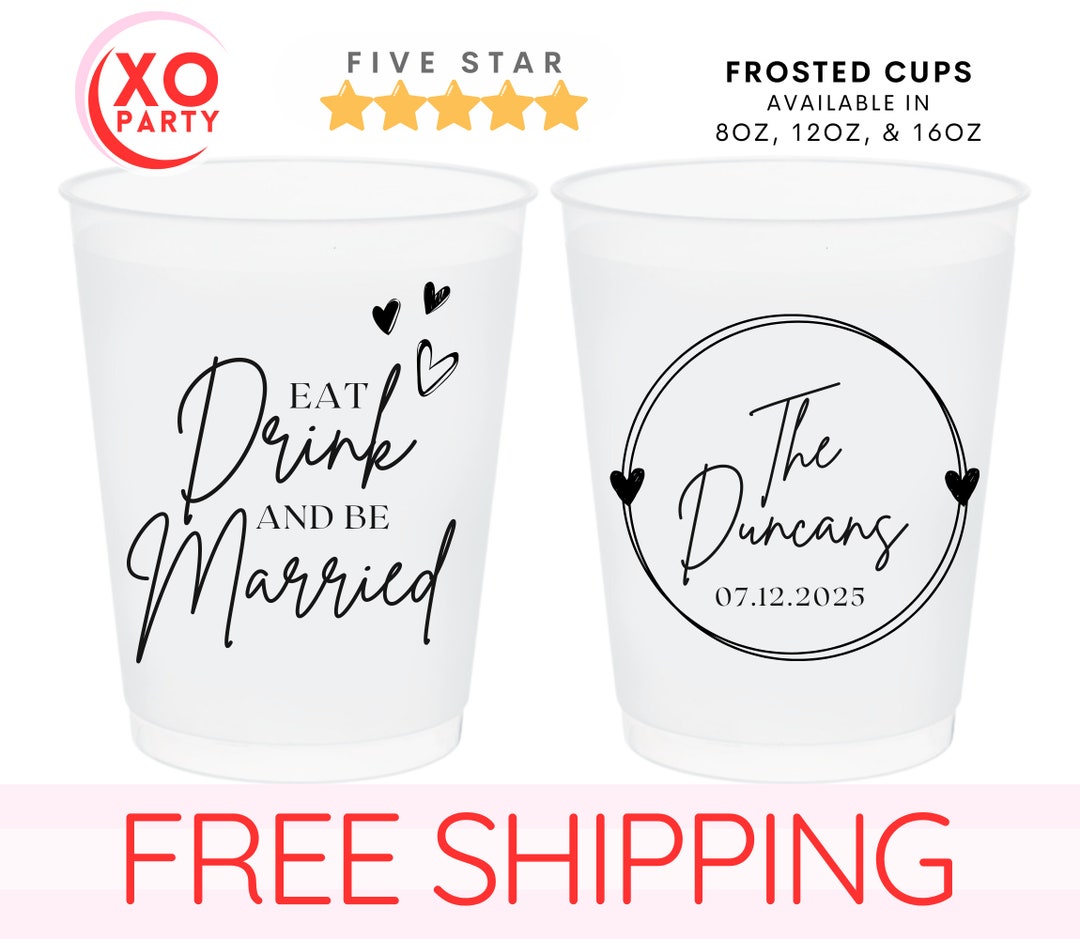 Custom Wedding Frosted Cups Personalized Plastic Wedding Party Cups ...