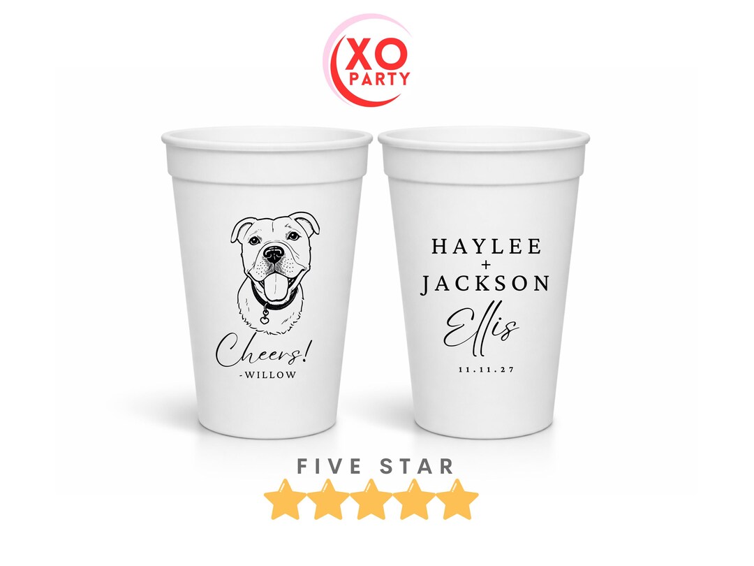 Custom Pet Drawing Stadium Cups | Personalized Dog Portrait | Wedding ...
