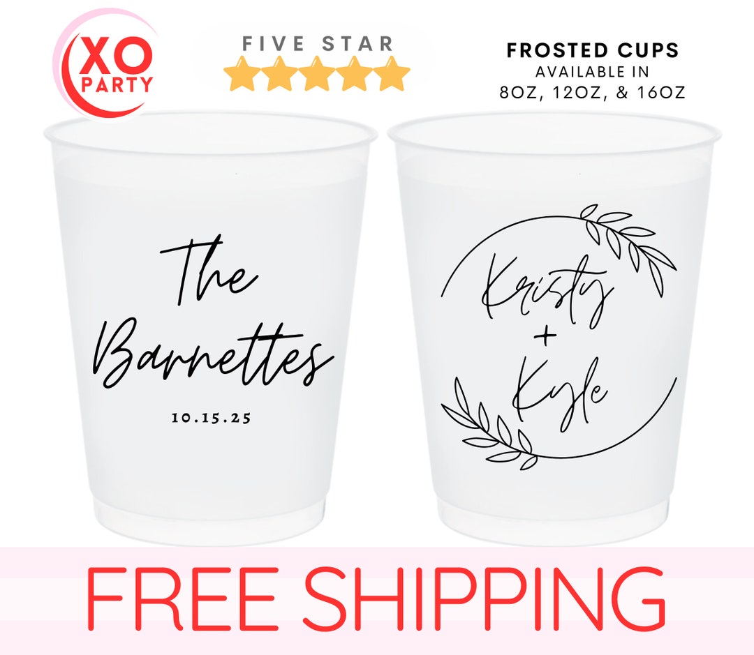 Personalized Wedding Frosted Cups: Vine Design, Custom Party Favors - Etsy