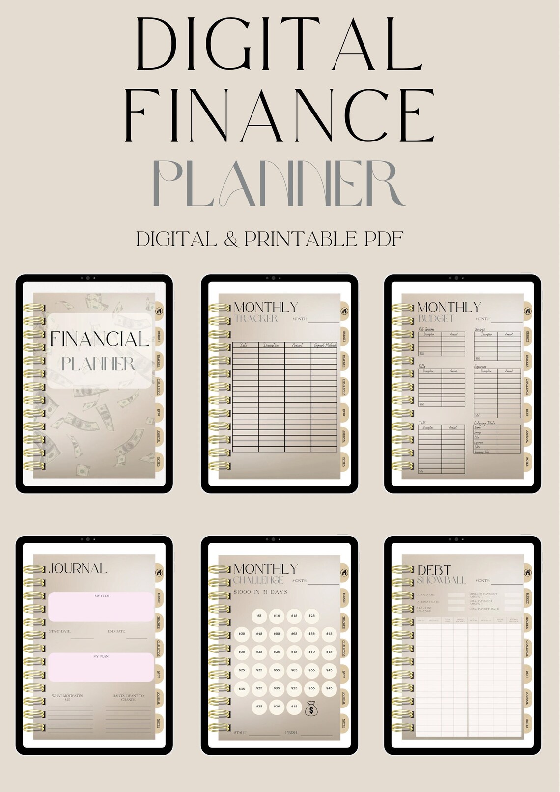 Digital Finance Planner, Budget Planner, Finance Tracker, Digital ...