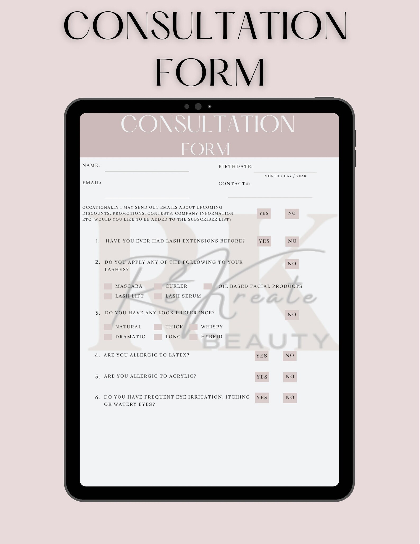 Digital Consultation Form - Etsy