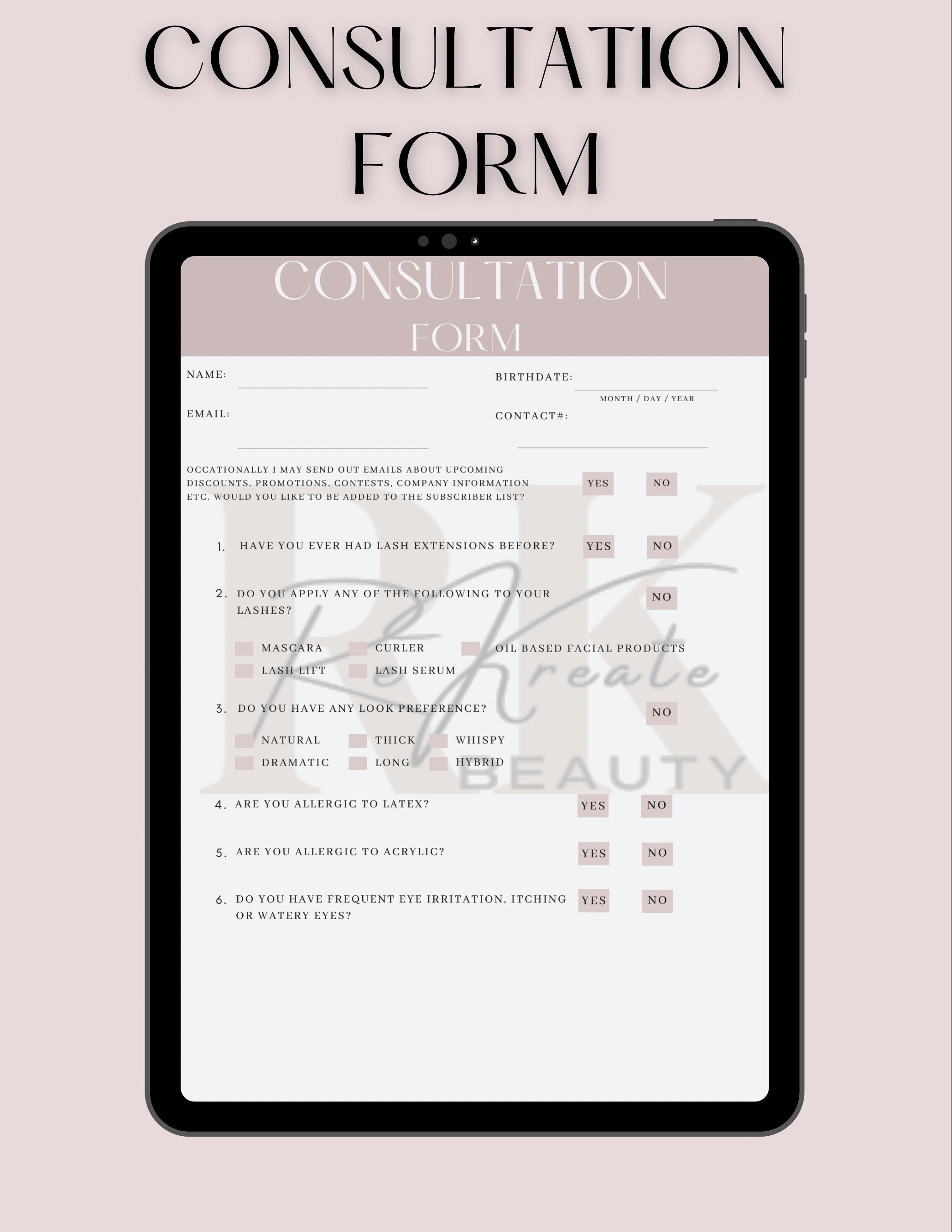 Digital Consultation Form - Etsy