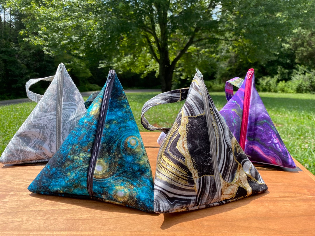 Handmade Cotton Pyramid Pouch, Triangle Pouch, Zipper Pouch, Storage ...