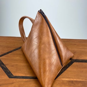 Handmade Vegan Leather Pyramid Pouch, Triangle Pouch, Zipper Pouch ...