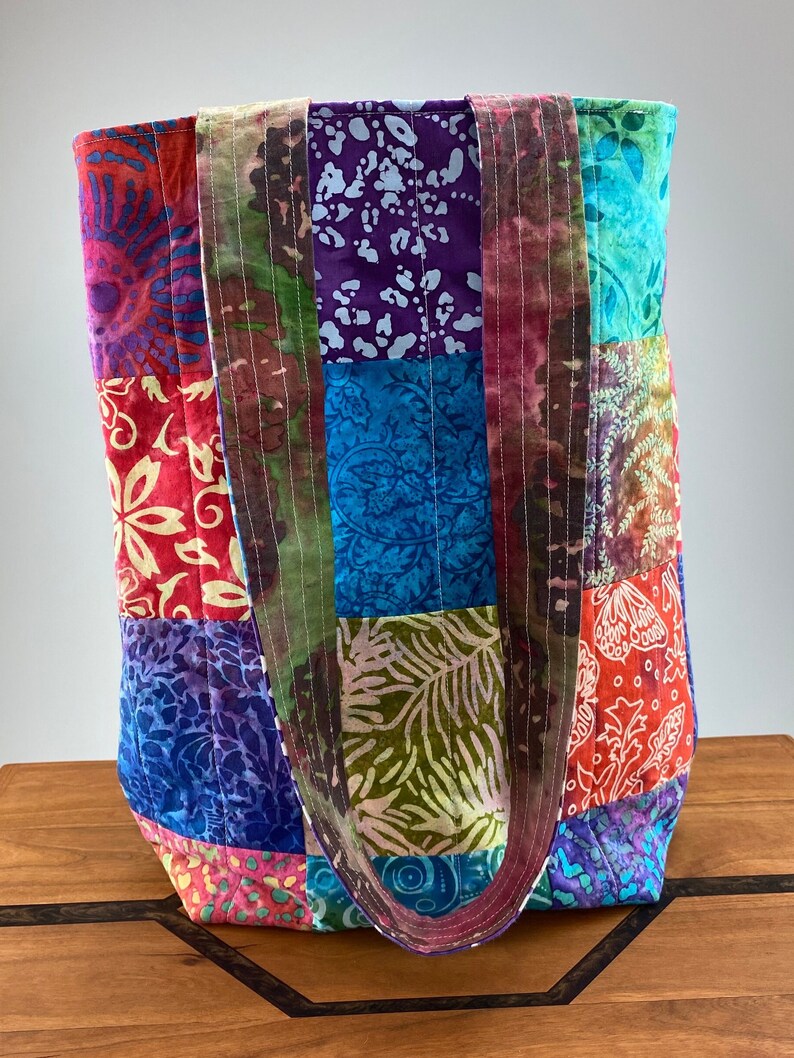 Batik Quilted Tote Bag, Batik Patchwork Bag, Reusable, Eco-friendly Tote, Quilted Bag, Grocery ...