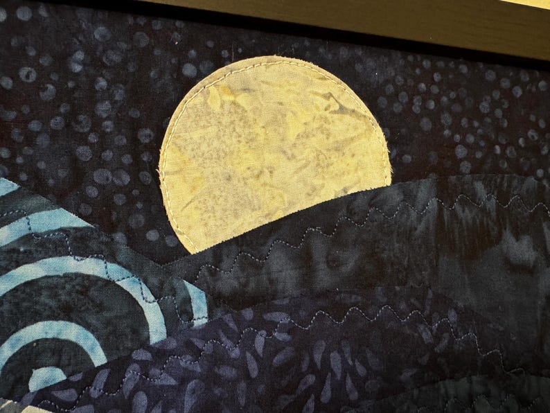 Framed Moon Over the Mountains Art Quilt: Appalachian Mountain Fiber ...