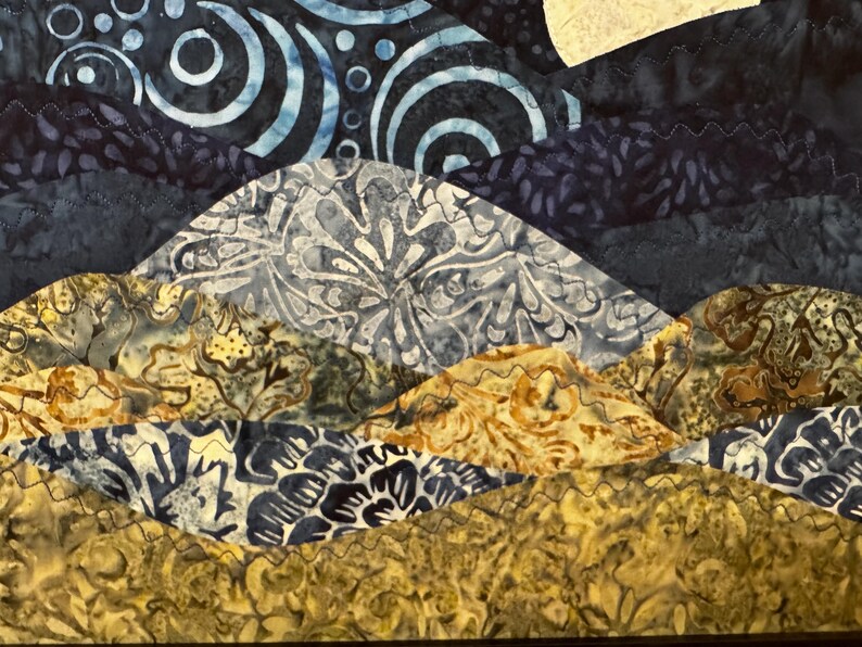 Framed Moon Over the Mountains Art Quilt: Appalachian Mountain Fiber ...