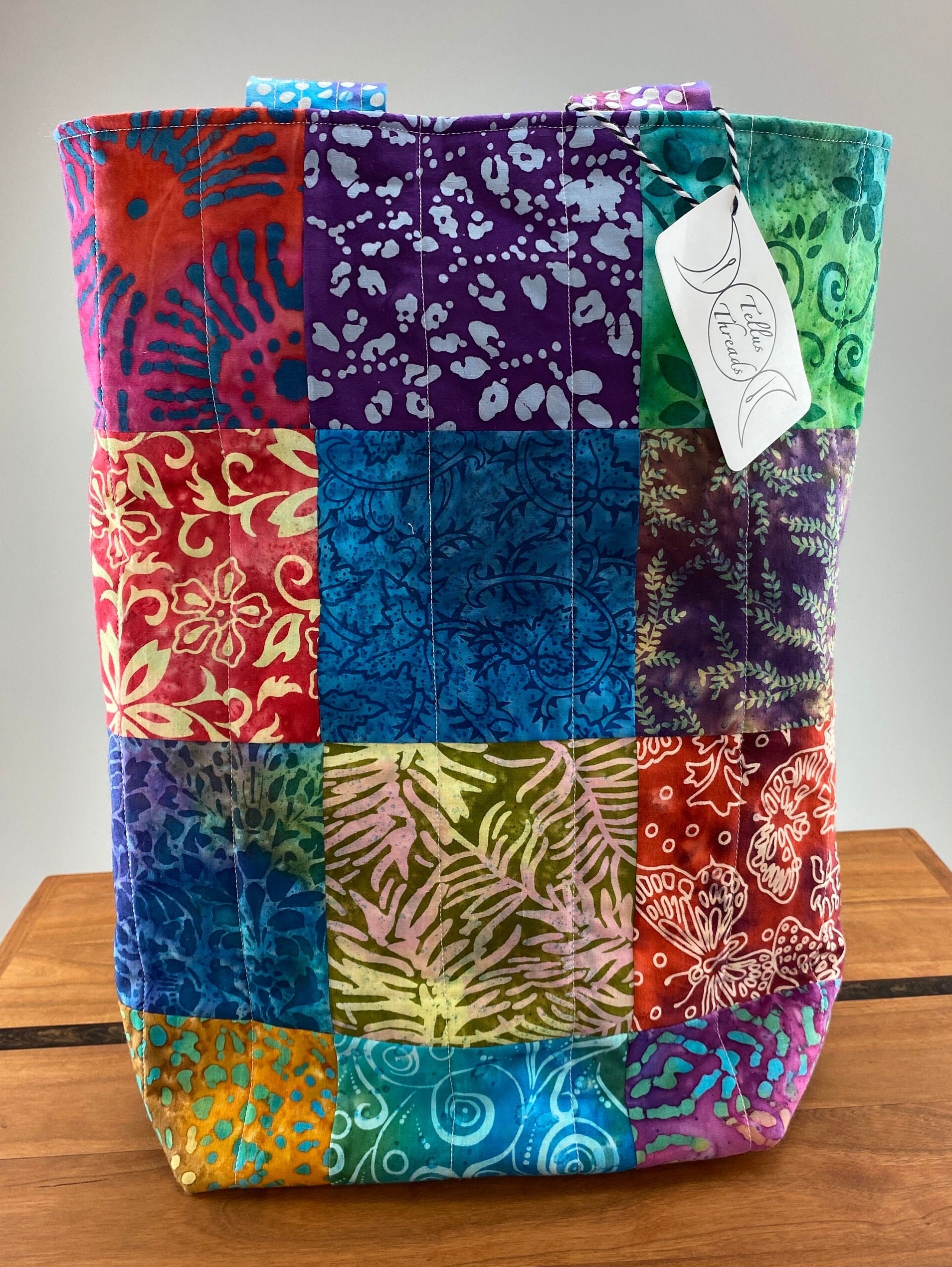 Batik Quilted Tote Bag, Batik Patchwork Bag, Reusable, Eco-friendly Tote, Quilted Bag, Grocery ...