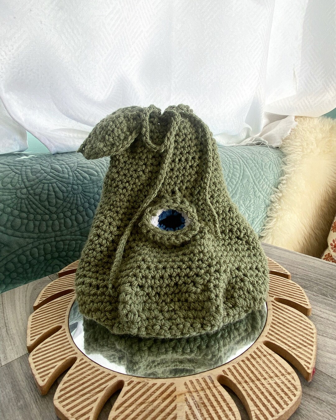 Third Eye Pear Crochet Purse Drawstring Bag Satchel - Etsy