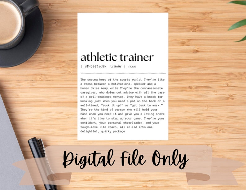 Definition of Athletic Trainer Wall Art, Athletic Trainer Gift ...