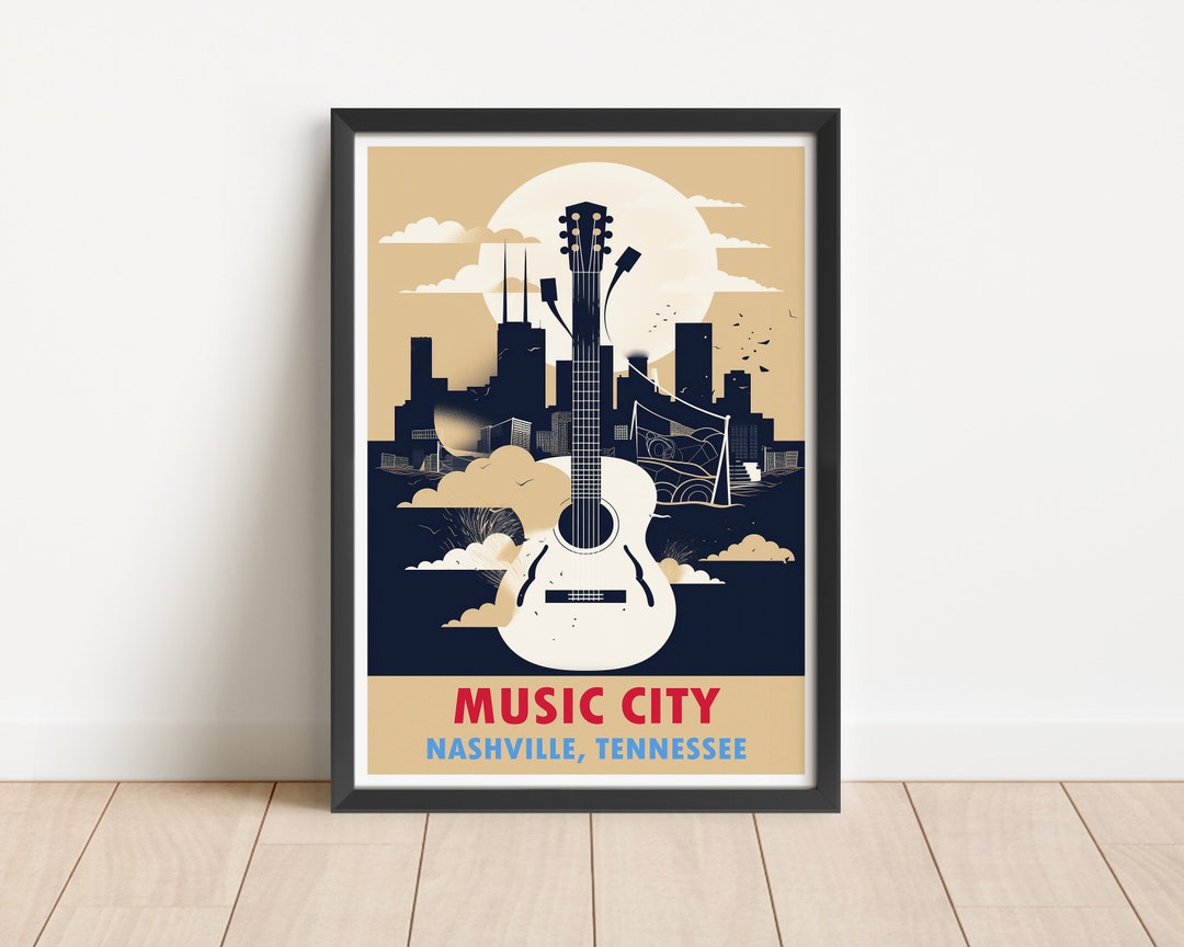 Music City | Nashville Tennessee Travel Poster | High Quality Art Print ...